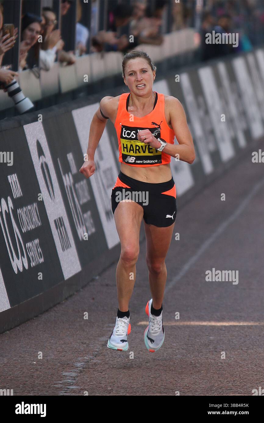 Rose Harvey of Great Britain in the womens 2025 London Marathon Stock ...