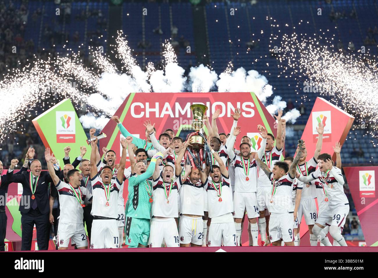 Roma, Italia. 14th May, 2021. Bologna wins Italian Cup Trophy during ...