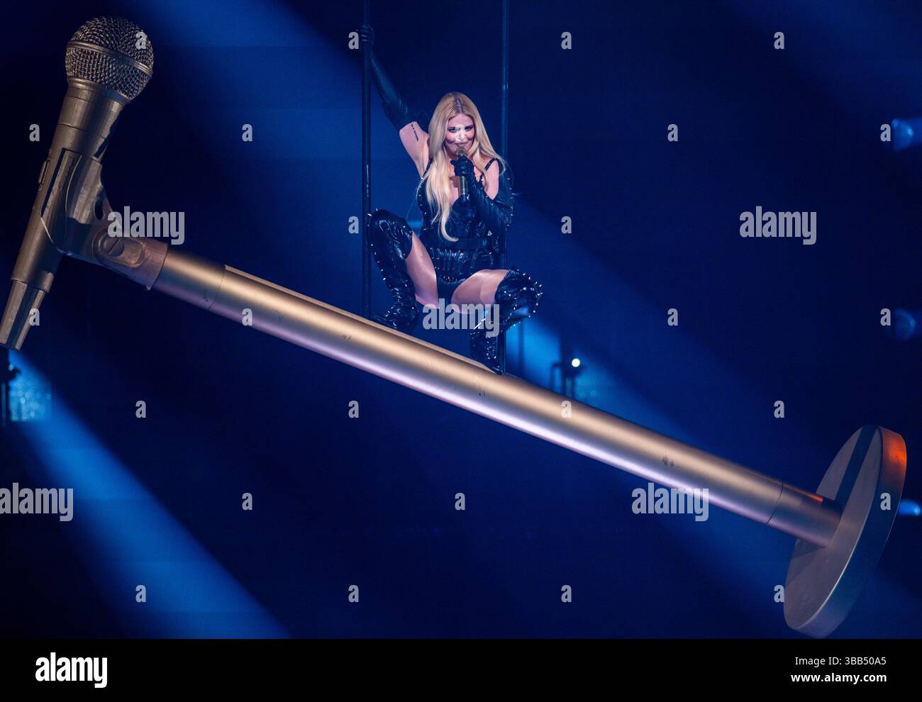 Basel, Switzerland. 14th May, 2025. Erika Vikman from Finland with the song "Ich komme" during a ...