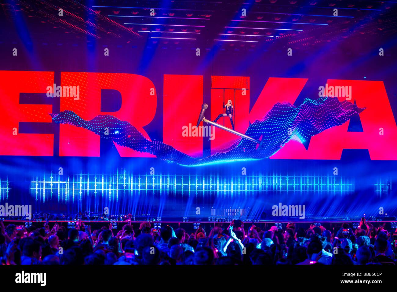 Basel, Switzerland. 14th May, 2025. Erika Vikman from Finland with the song "Ich komme" during a ...