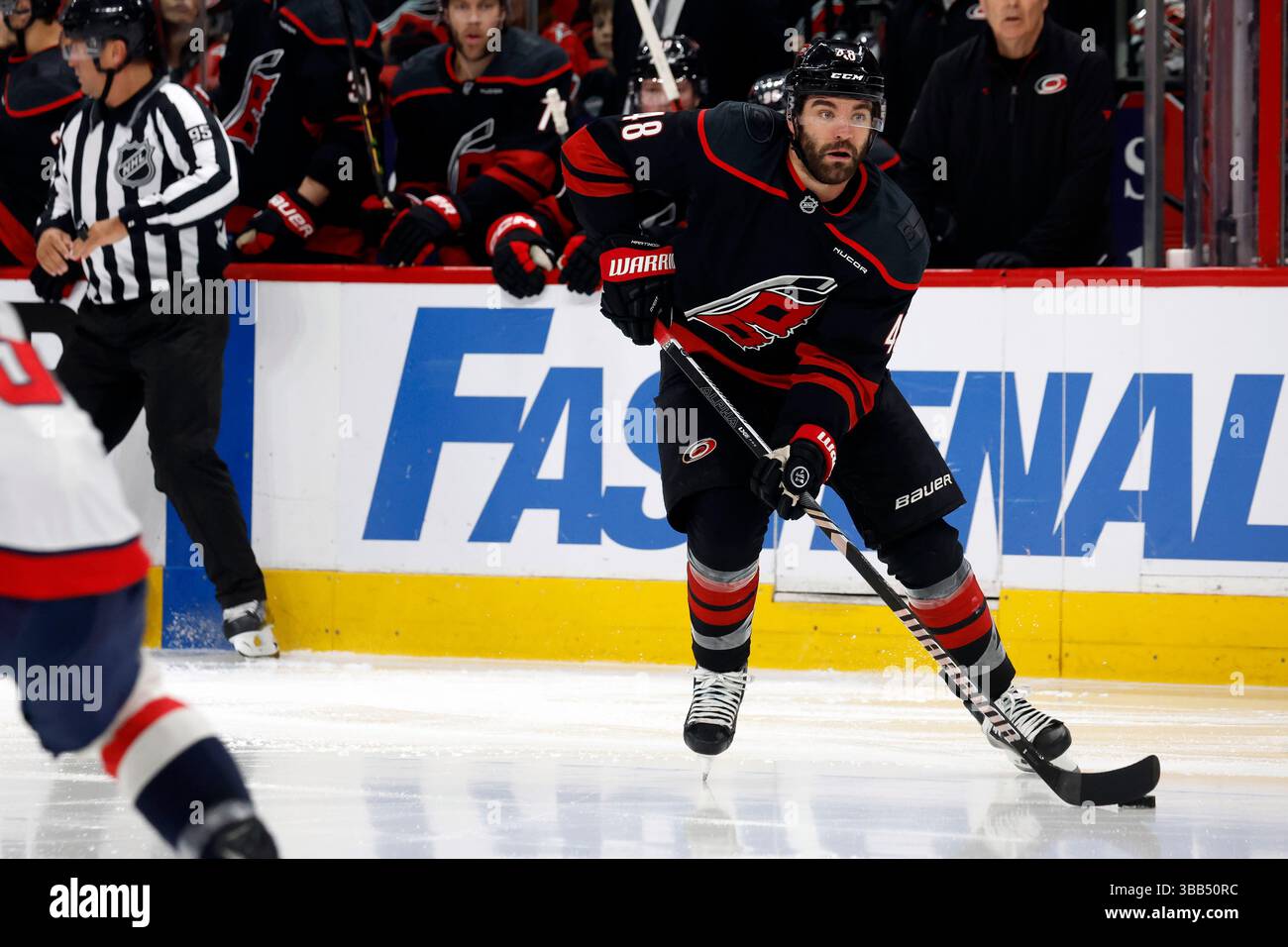 Carolina Hurricanes' Jordan Martinook (48) carries the puck against the ...