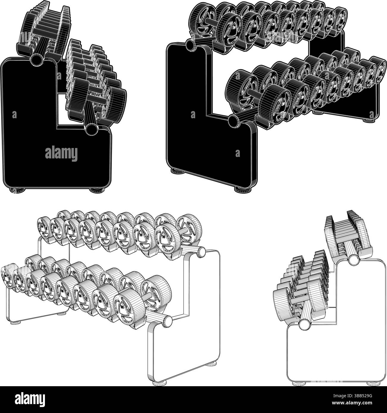 Dumbbell Rack Horizontal Vector. Illustration Of Dumbbells Isolated On White Background Stock ...