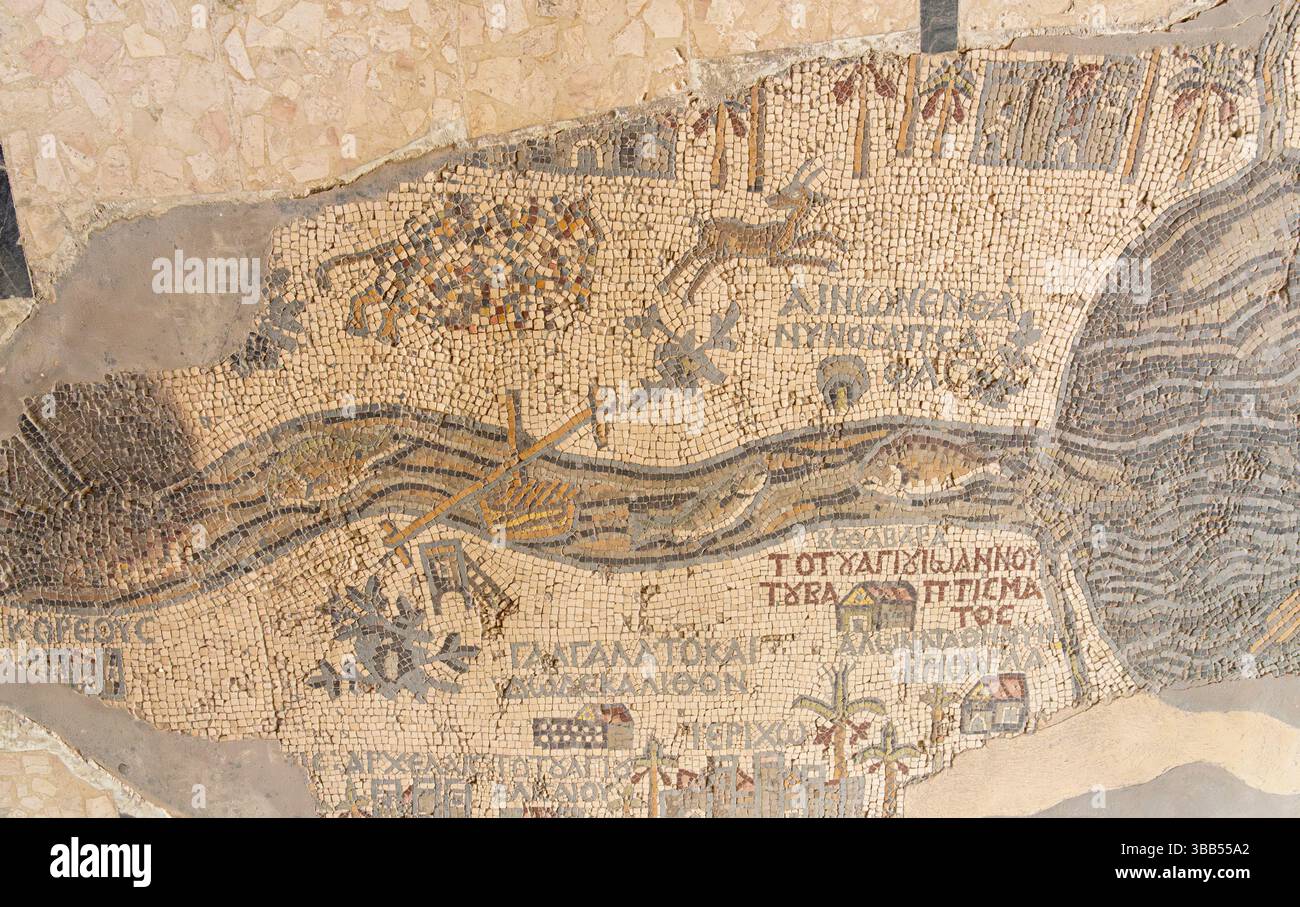 Madaba Mosaic map on floor of Saint George byzantine church is 5th ...