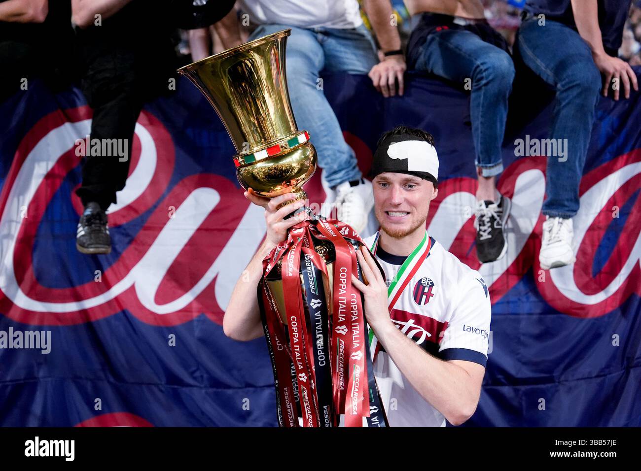 Rome, Italy. 14th May, 2025. Sam Beukema of Bologna FC poses with the ...