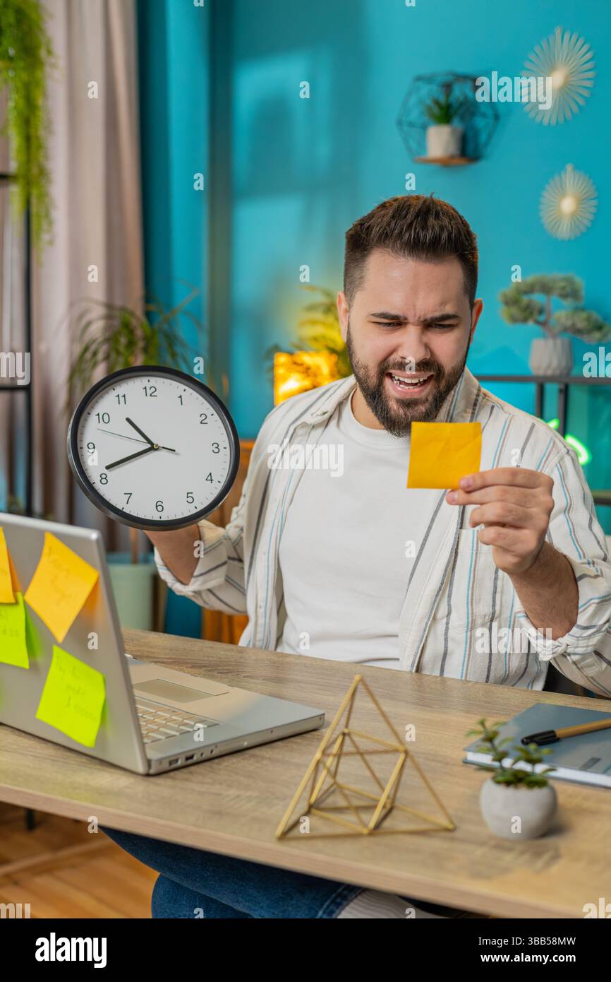 Tired exhausted fatigue business man office employee manager sits in ...