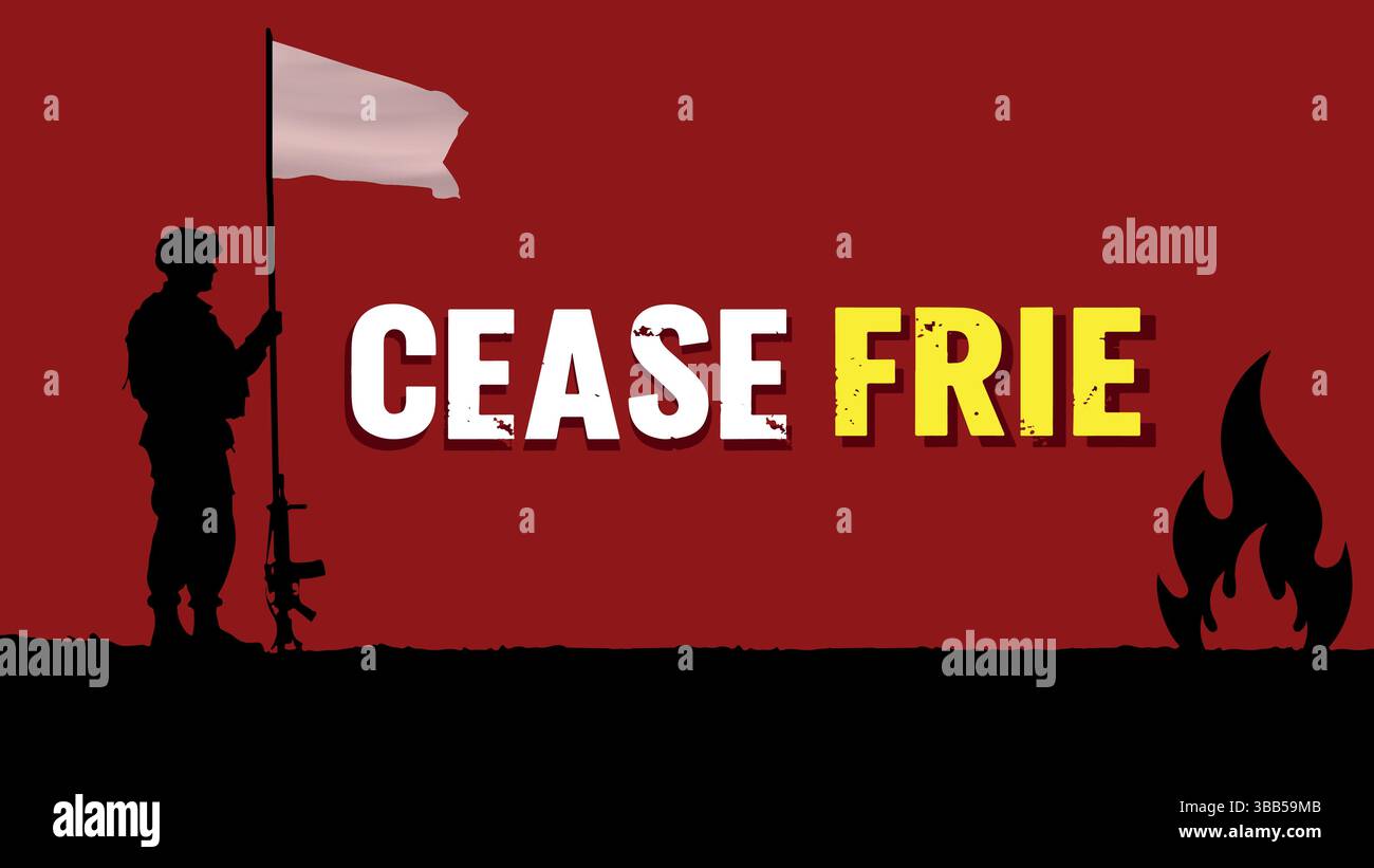 Ceasefire Poster , Red Background Ceasefire Poster with Soldier, White ...