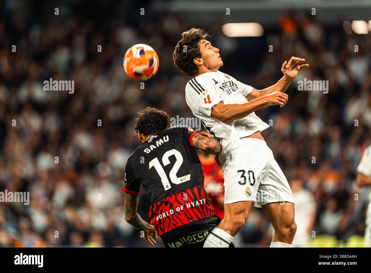 Gonzalo Garcia of Real Madrid CF and Samu Costa of RCD Mallorca during ...