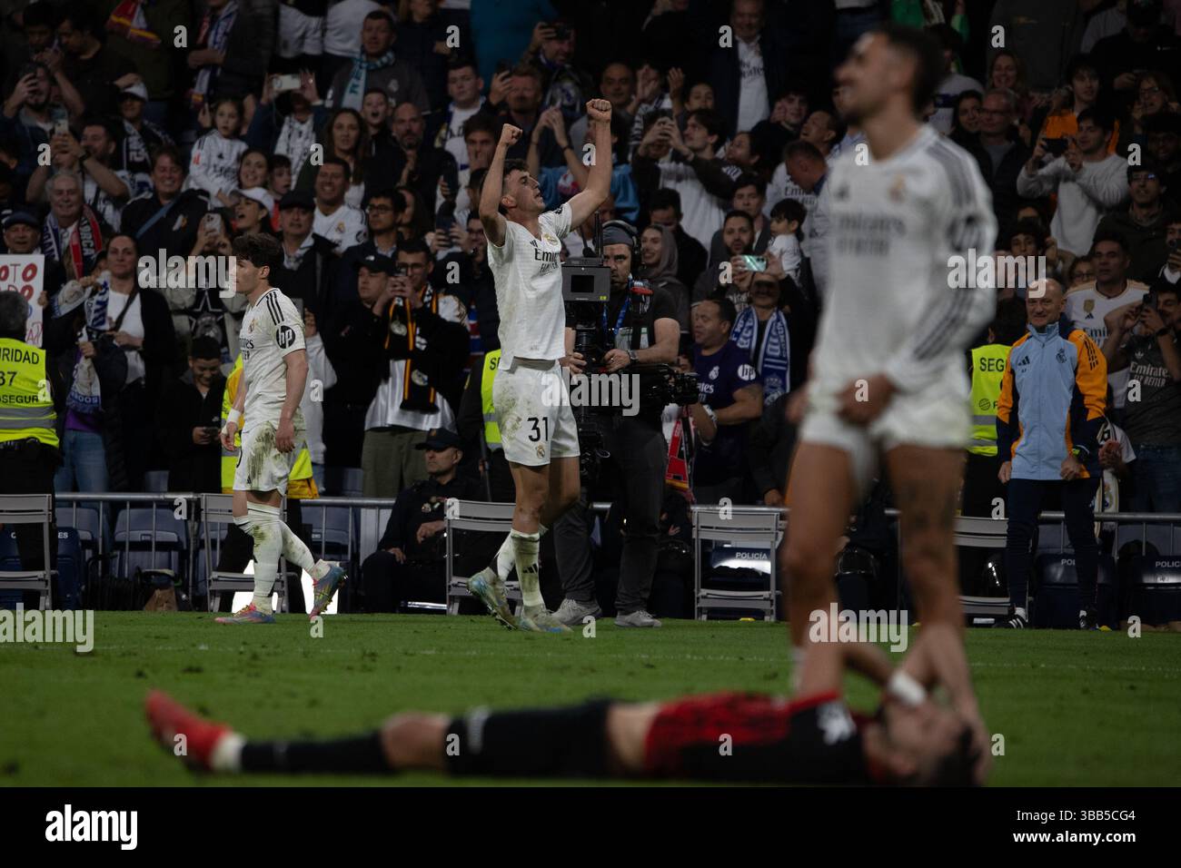 Madrid, Spain. 14th May, 2025. Real Madrid's Jacobo Ramón celebrates a ...