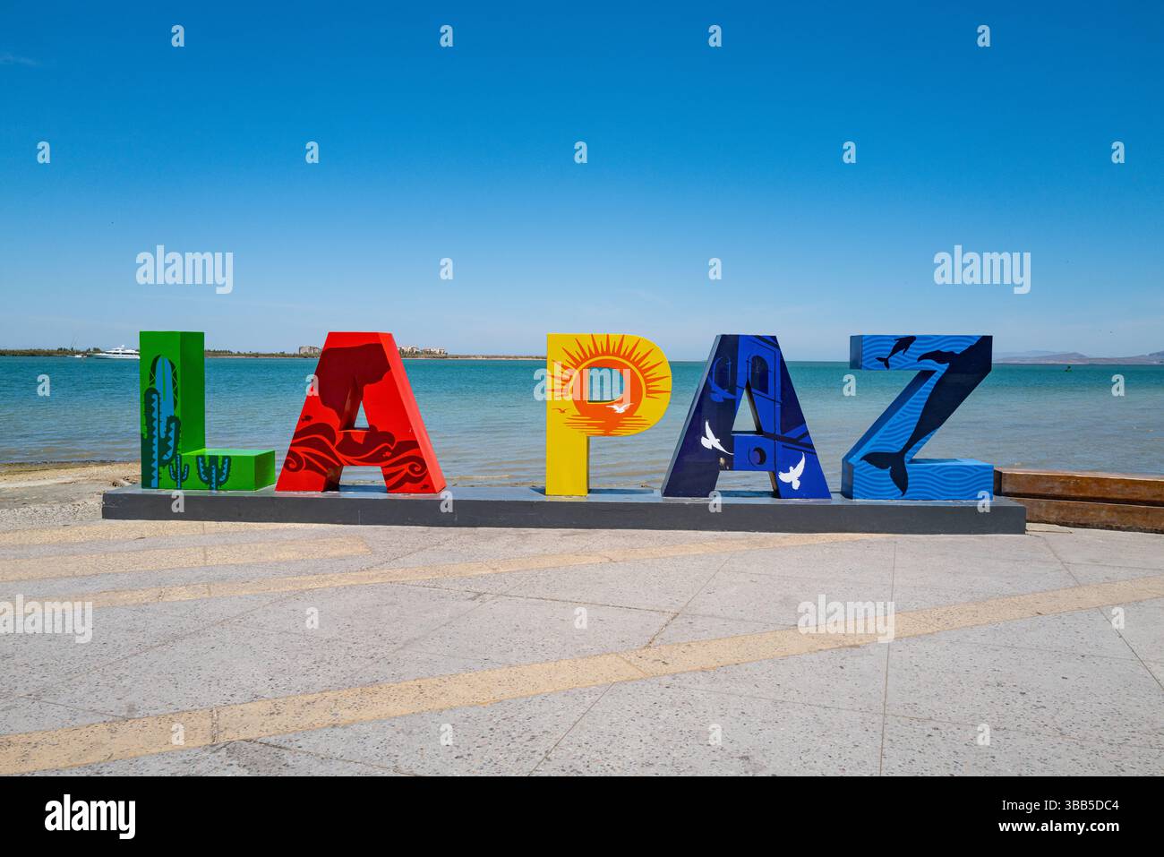 The colorful "LA PAZ" sign along the Malecón in La Paz, B.C.S., Mexico ...