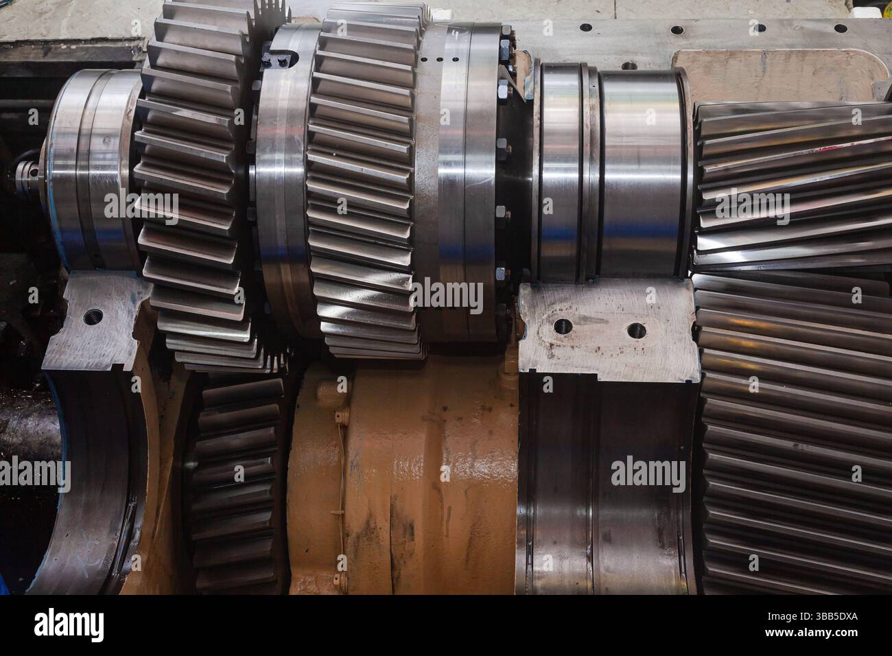 Large marine gearbox with large gears on the shaft Stock Photo - Alamy
