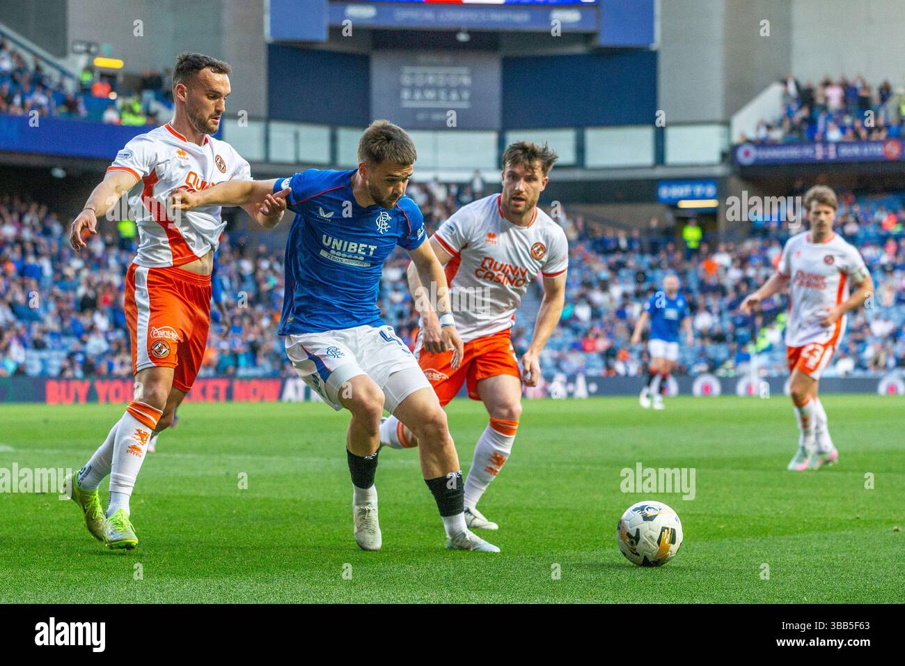 14 May 2025, Glasgow, UK. Rangers played Dundee United at Ibrox Stadium ...