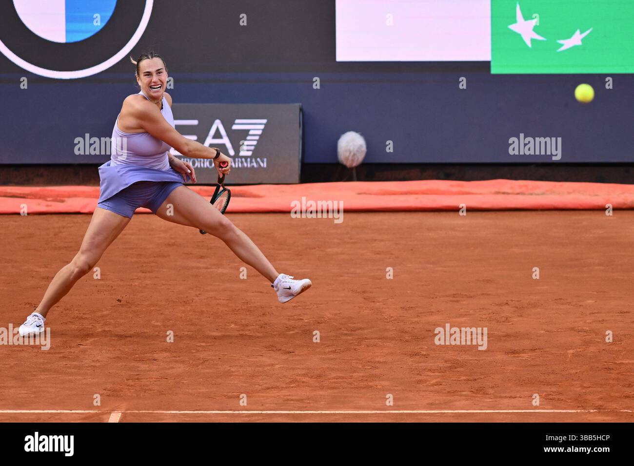 Rome, Italy. 15th May, 2025. Aryna Sabalenka (BLR) in action against ...