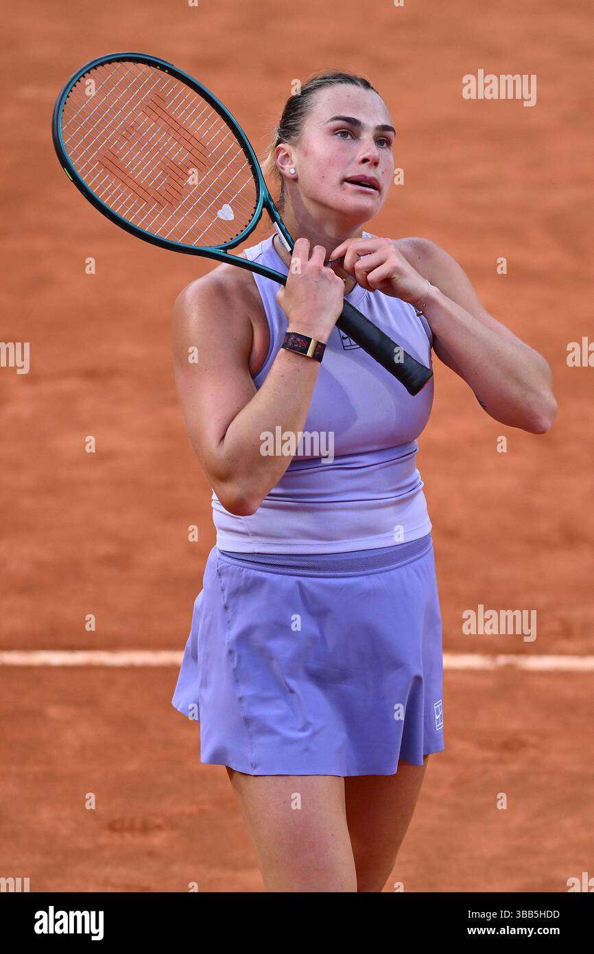 Rome, Italy. 15th May, 2025. Aryna Sabalenka (BLR) in action against ...