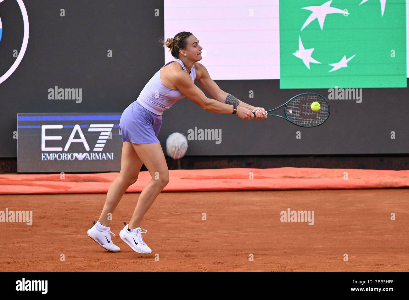 Rome, Italy. 15th May, 2025. Aryna Sabalenka (BLR) in action against ...