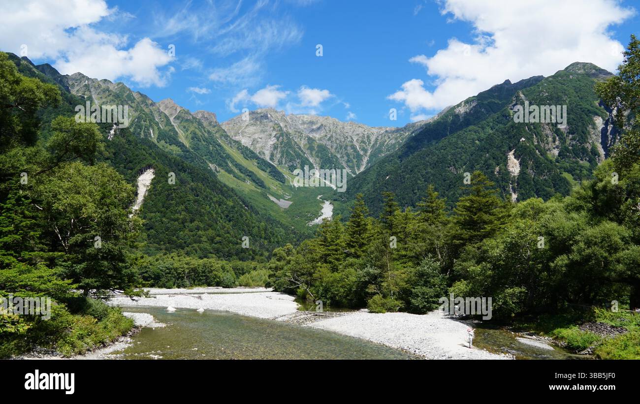 Summer Hiking Adventure on Mt. Yakedake in Kamikochi, Japan Stock Photo ...