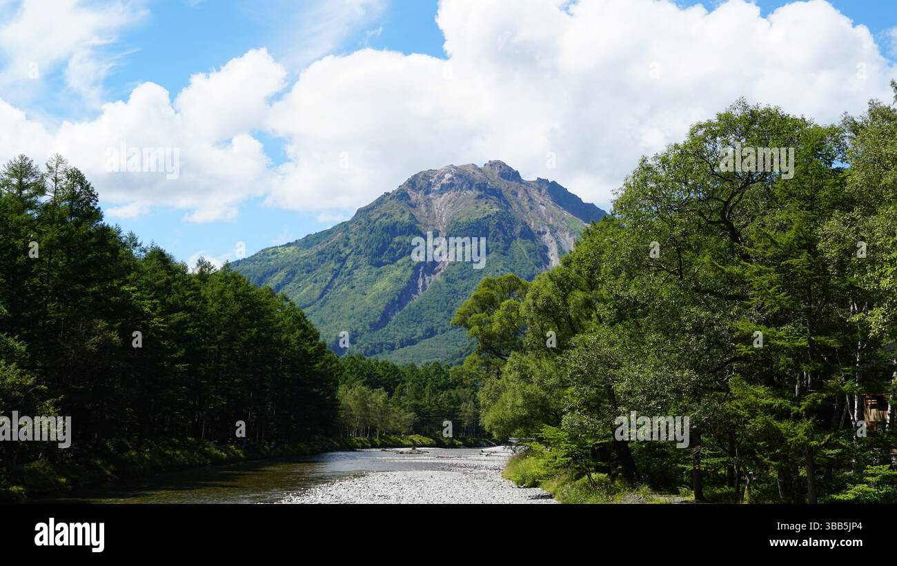 Summer Hiking Adventure on Mt. Yakedake in Kamikochi, Japan Stock Photo ...
