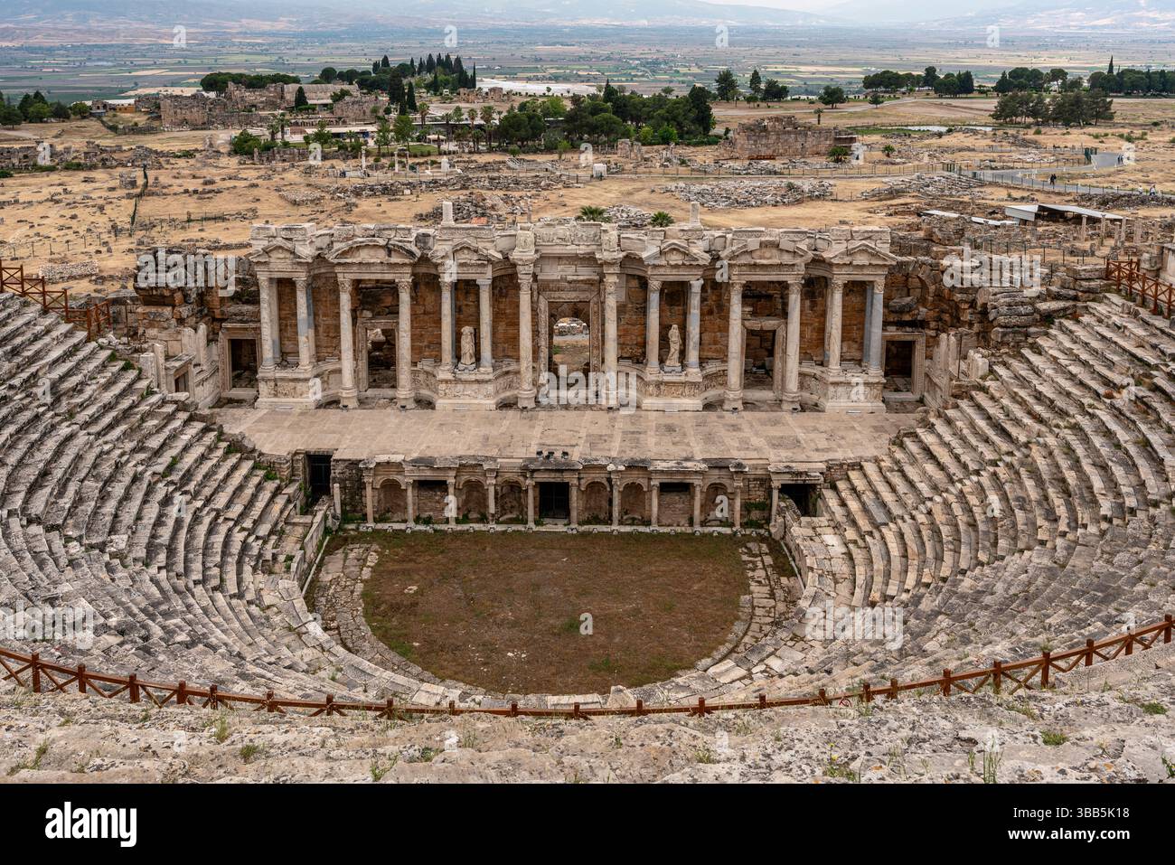 The ancient theater in Hierapolis features a grand Roman stage with ...