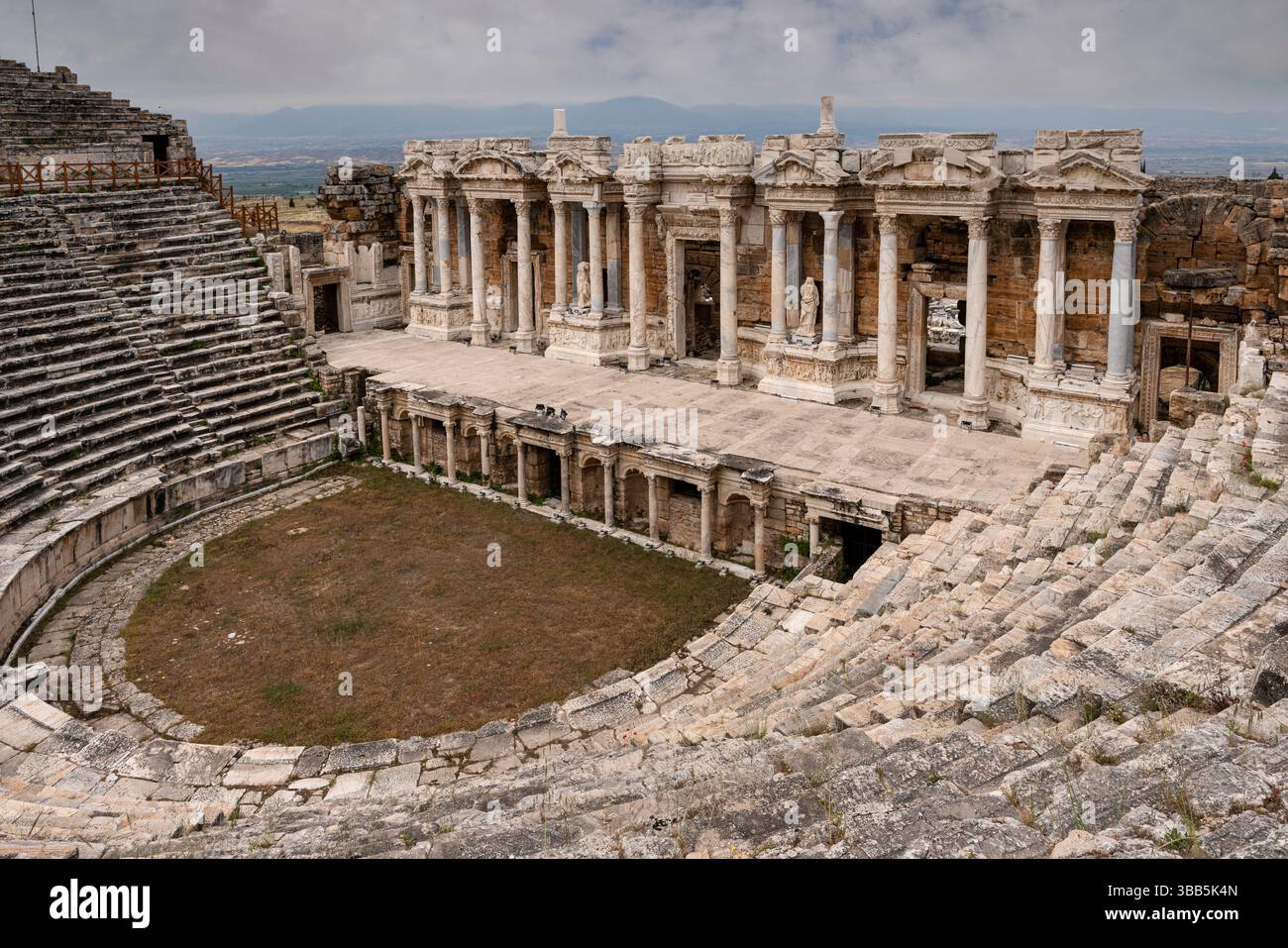 The Roman theater at Hierapolis displays stone seating and a grand ...