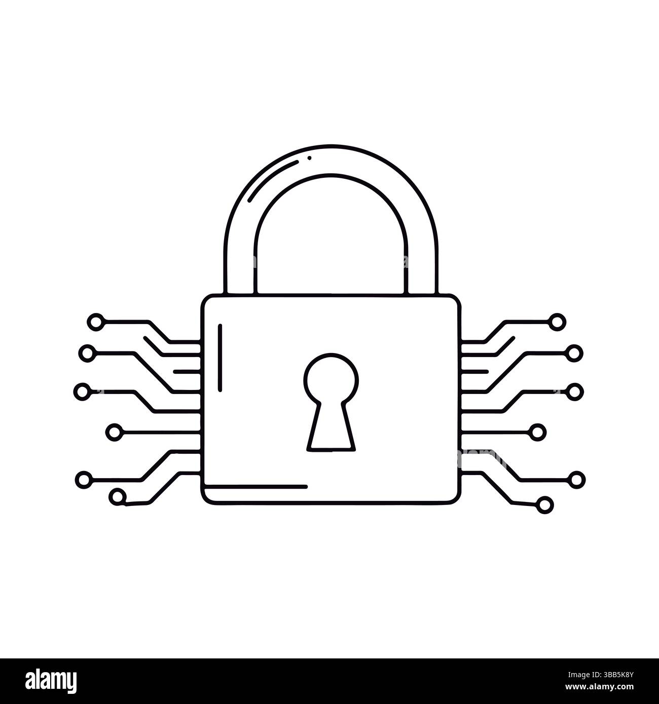 Digital Security And Data Protection Cyber Security Lock With Circuit Board Stock Vector Image