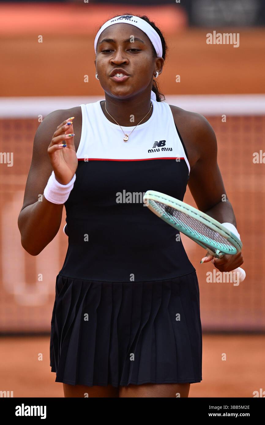 Rome, Italy. 15th May, 2025. Coco Gauff (USA) and Alex Eala (PHL) in ...
