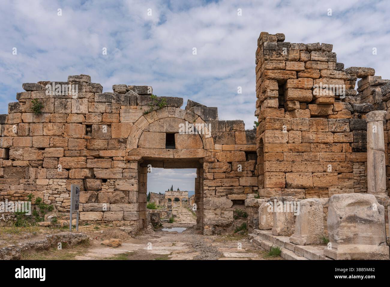 A large arched gateway of weathered stone marks the Byzantine Gate on ...