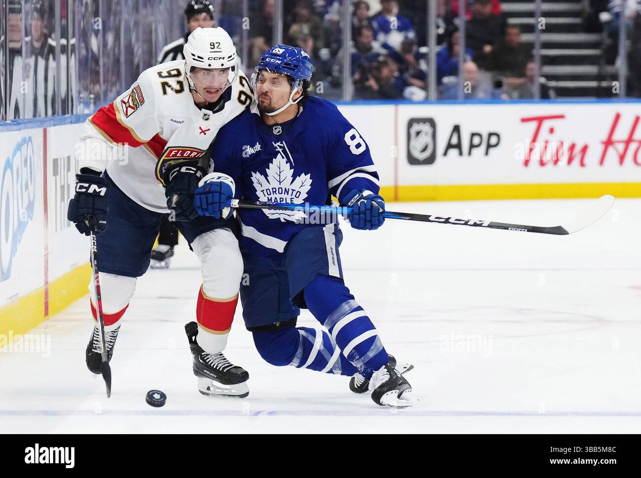 Toronto Maple Leafs' Nicholas Robertson (89) checks Florida Panthers ...