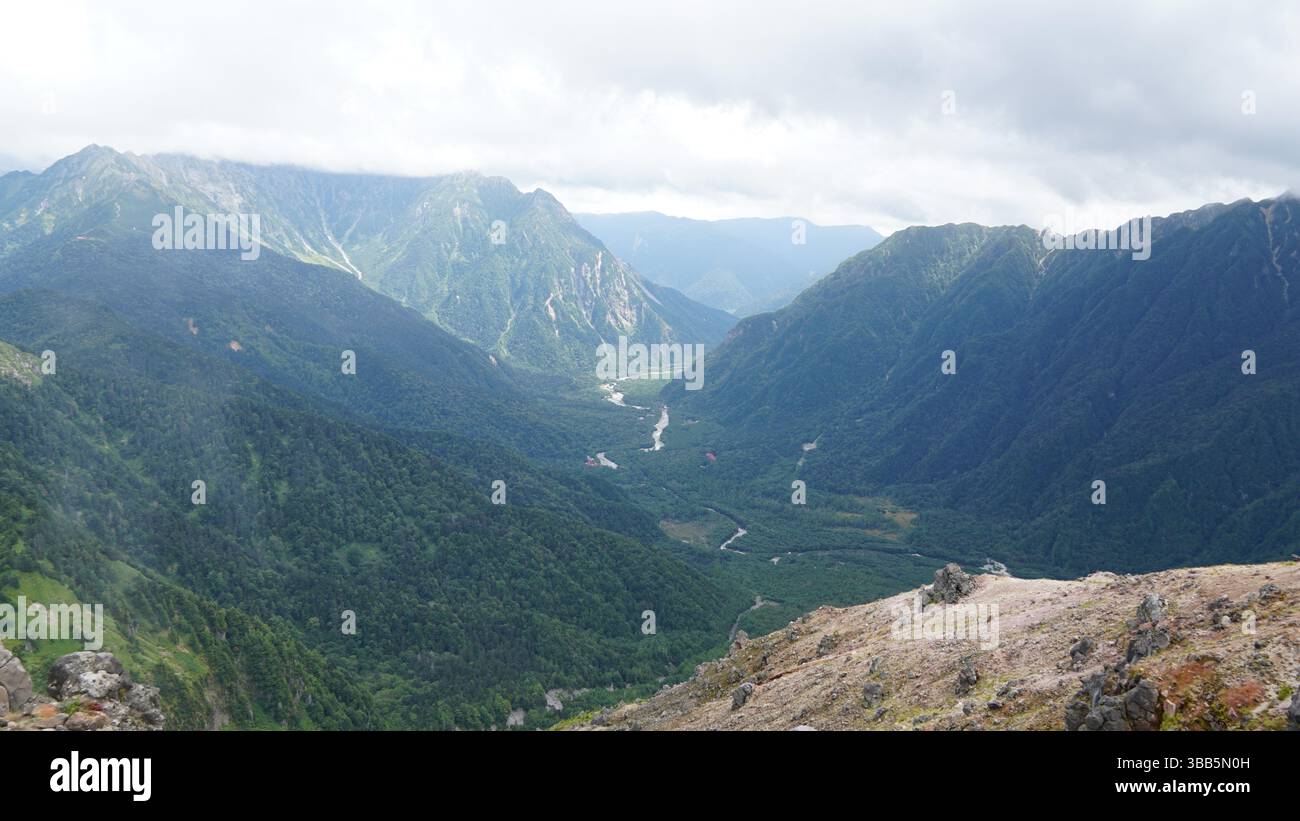 Summer Hiking Adventure on Mt. Yakedake in Kamikochi, Japan Stock Photo ...