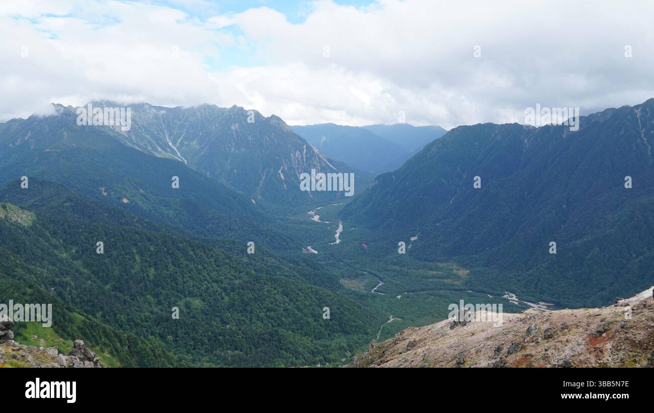 Summer Hiking Adventure on Mt. Yakedake in Kamikochi, Japan Stock Photo ...