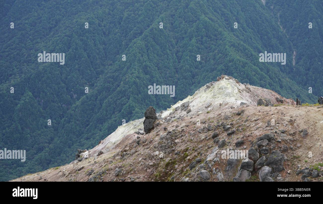 Summer Hiking Adventure on Mt. Yakedake in Kamikochi, Japan Stock Photo ...