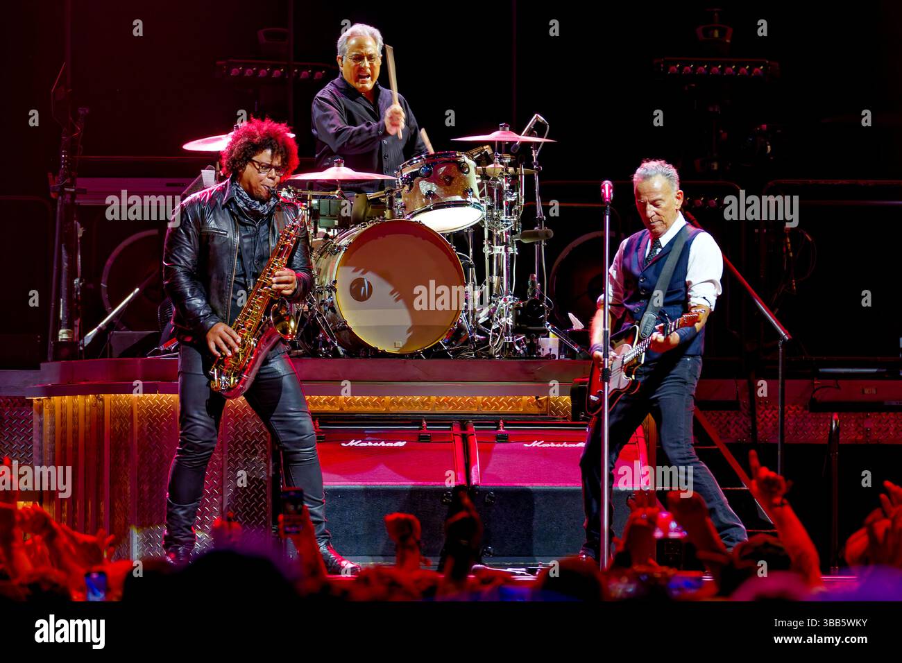 May 14, 2025, Manchester, United Kingdom: JAKE CLEMONS (sax) MAX ...