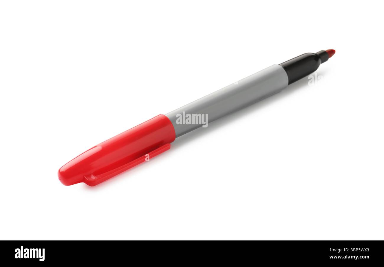 One red color marker isolated on white Stock Photo - Alamy
