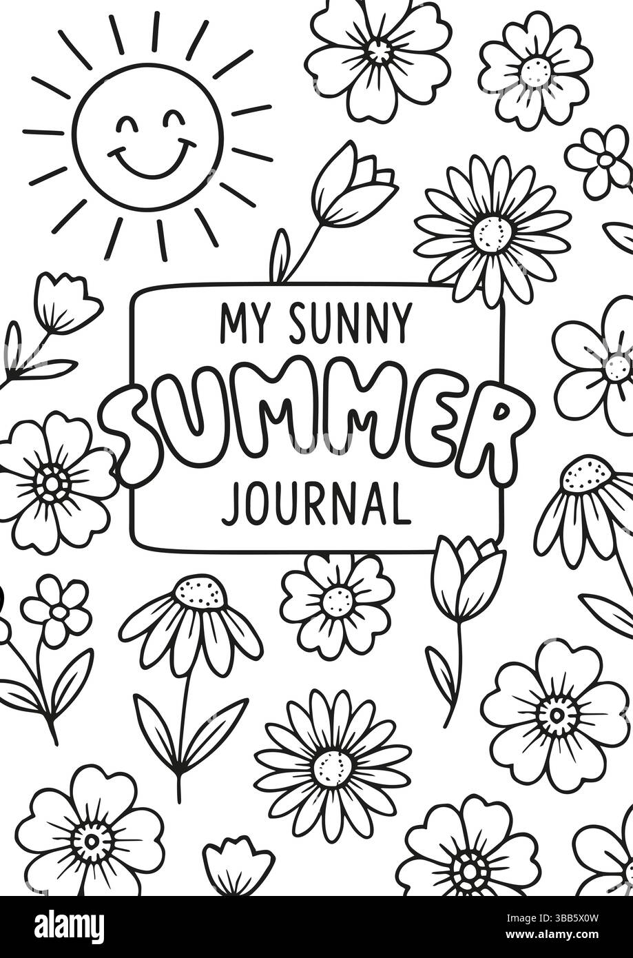 Flower Summer Journal Printable Planner Page Template, Vector ...