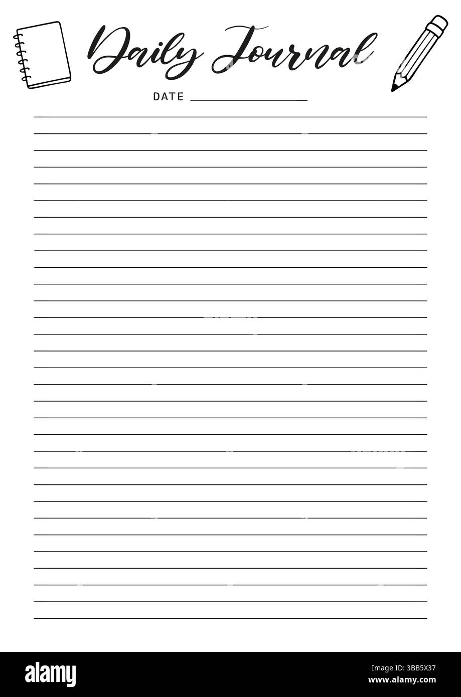 Daily journal Summer Journal Printable Planner Page Template, Vector ...