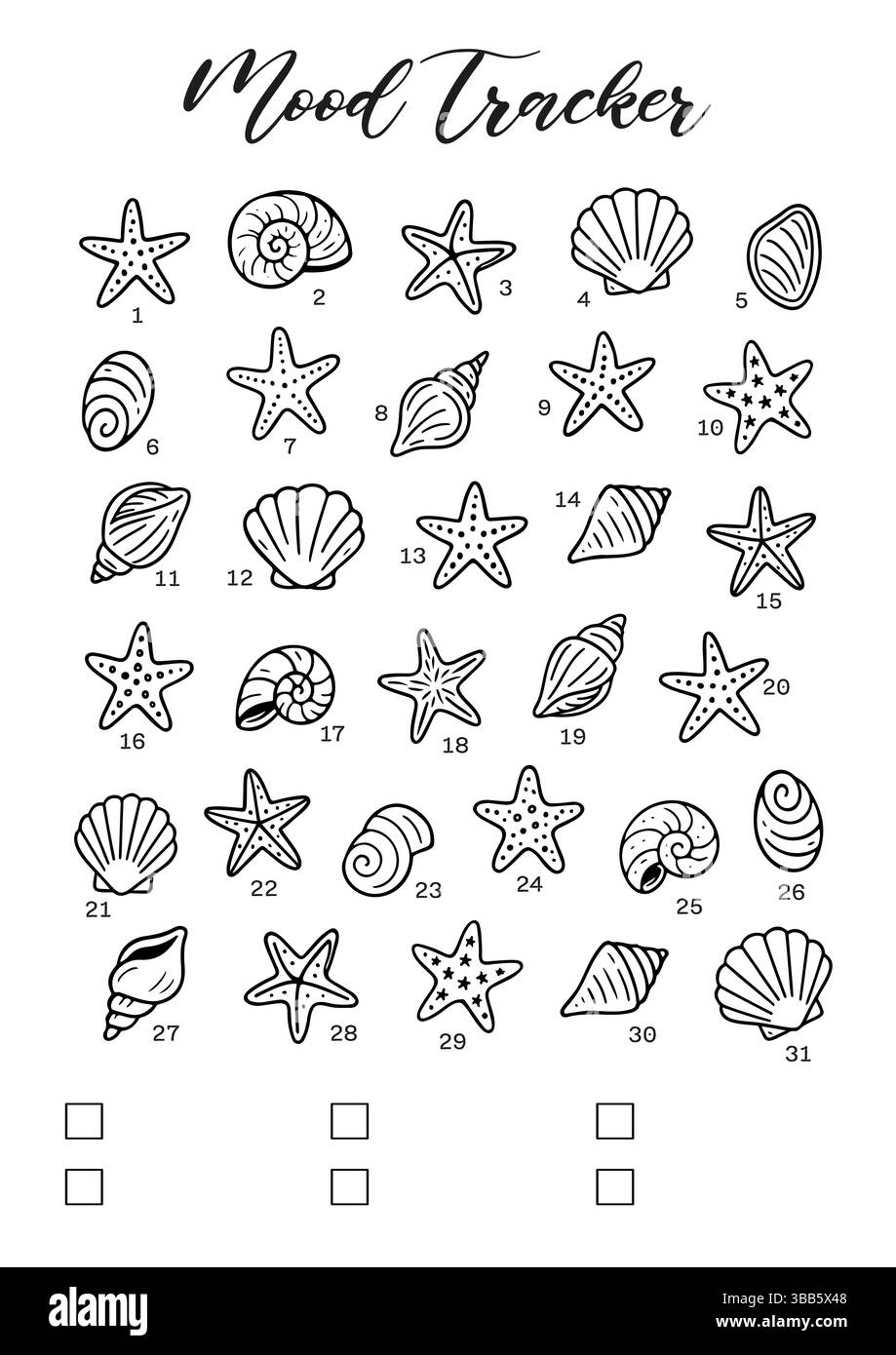 Summer mood tracker Journal Printable Planner Page Template, Vector ...
