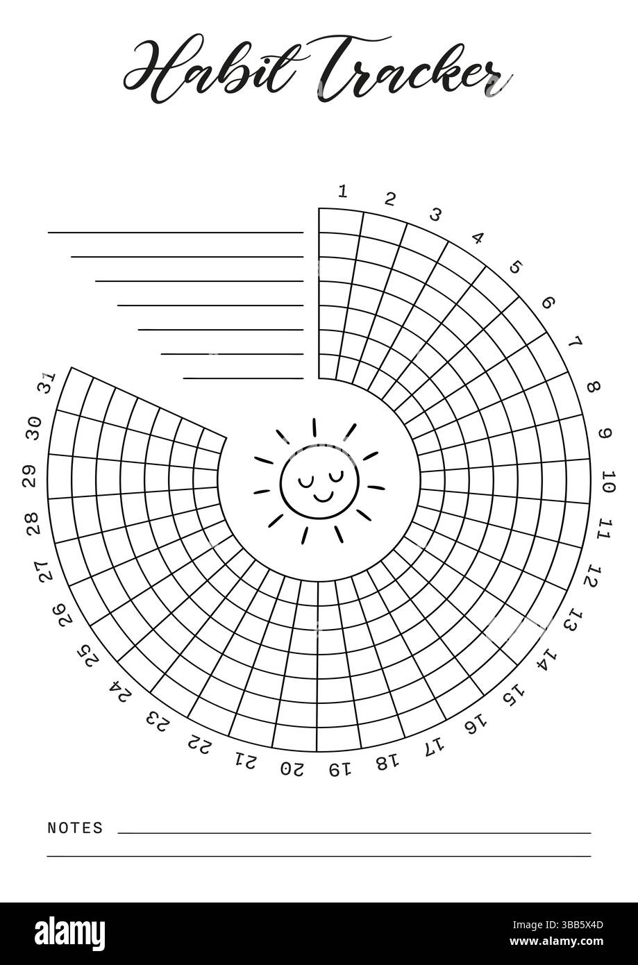 Summer habit tracker Journal Printable Planner Page Template, Vector ...