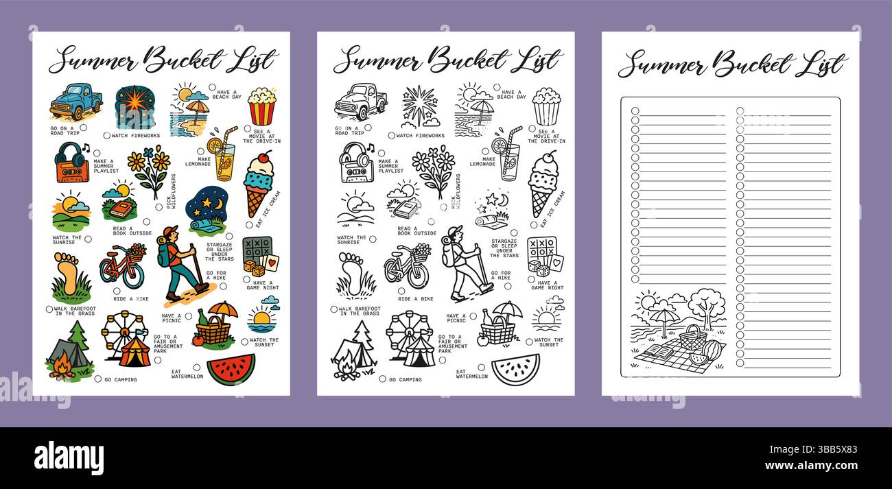 Summer bucket list Set Summer Journal Printable Planner Page Template ...