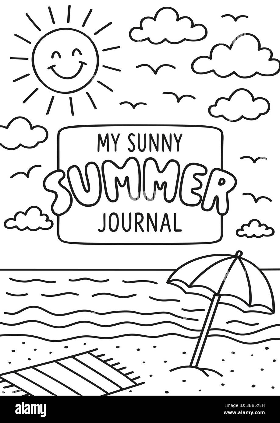 Sea sun cover Summer Journal Printable Planner Page Template, Vector ...