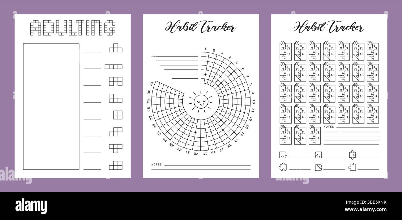 Habit tracker Set Summer Journal Printable Planner Page Template ...