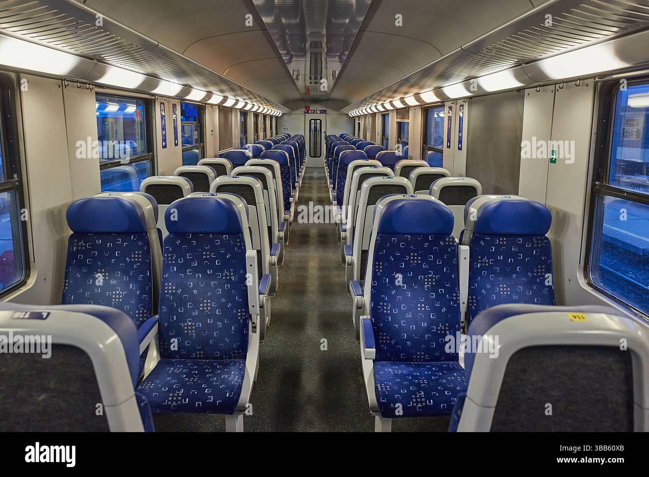 Passenger Train interior Seats Stock Photo - Alamy