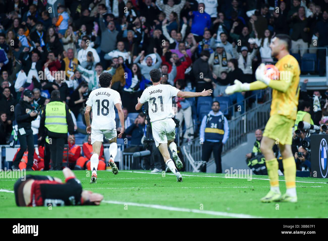 Madrid, Spain. 14th May, 2025. Jacobo Ramon (C) of Real Madrid ...
