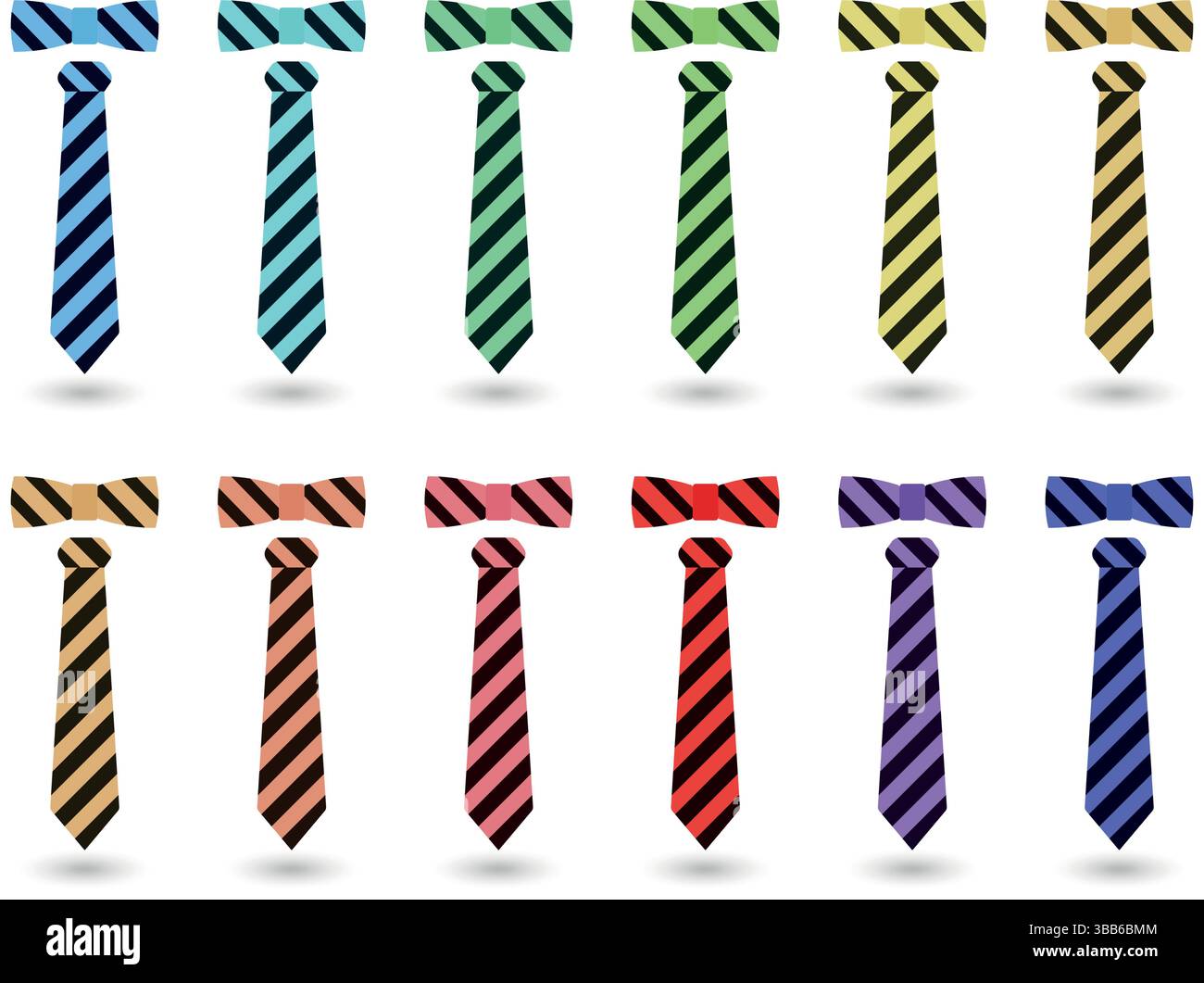 Set of colorful Necktie with bow vector illustration Stock Vector Image ...