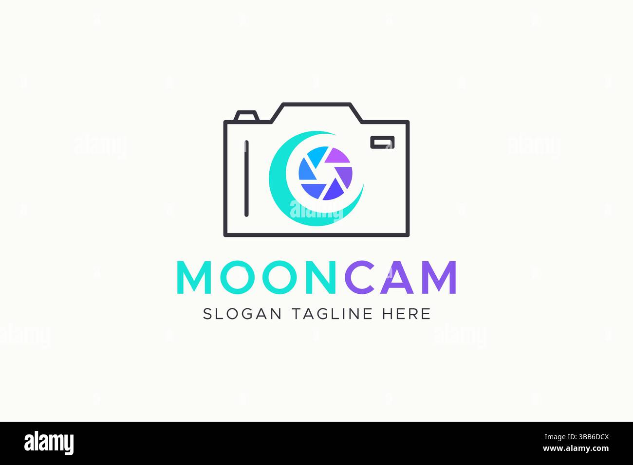 Camera Logo Photography Dream Concept with Lens and Crescent Shape Sign ...