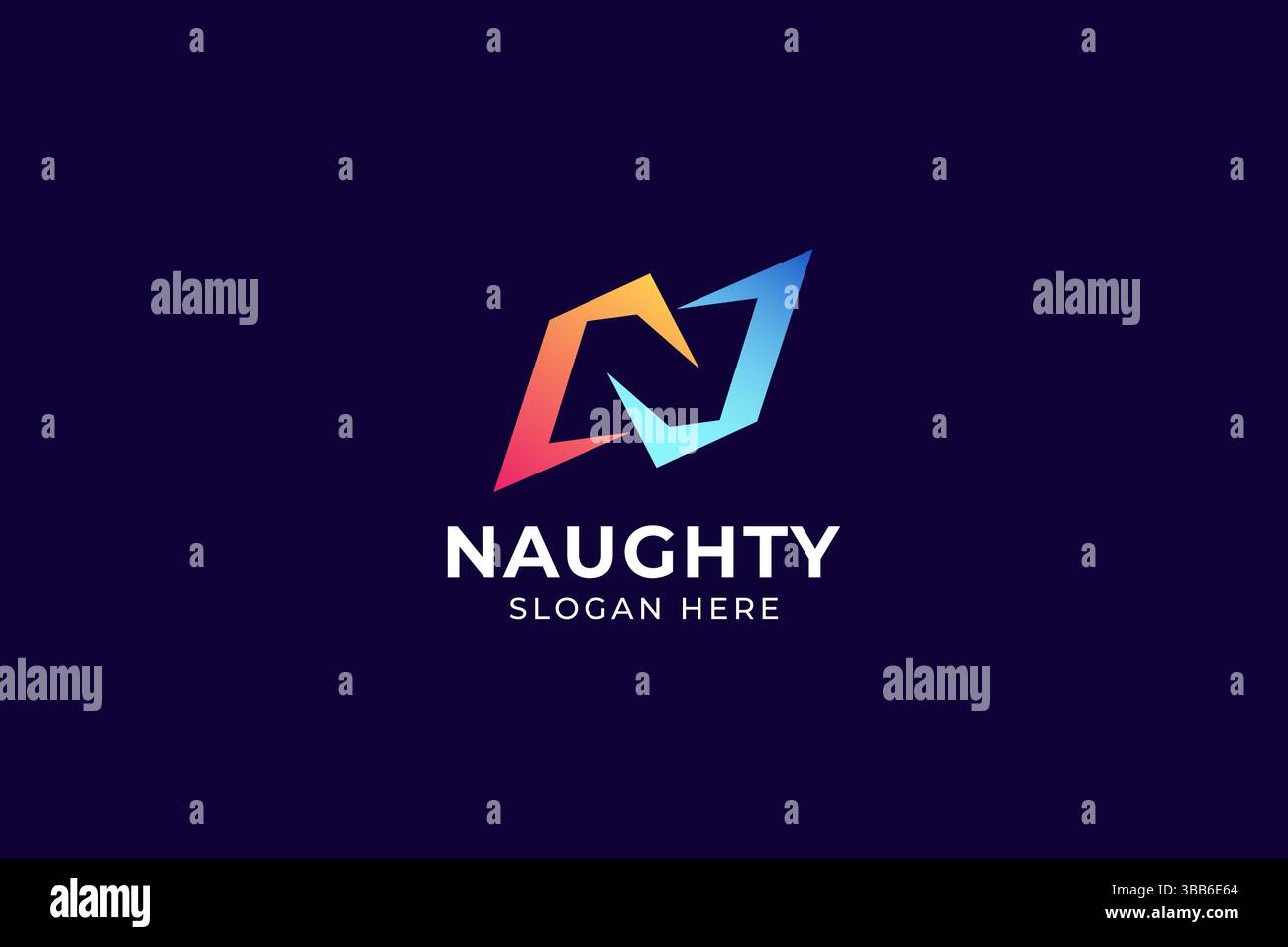 Letter N Negative Space Abstract Logo Neon Bright Color Electricity ...