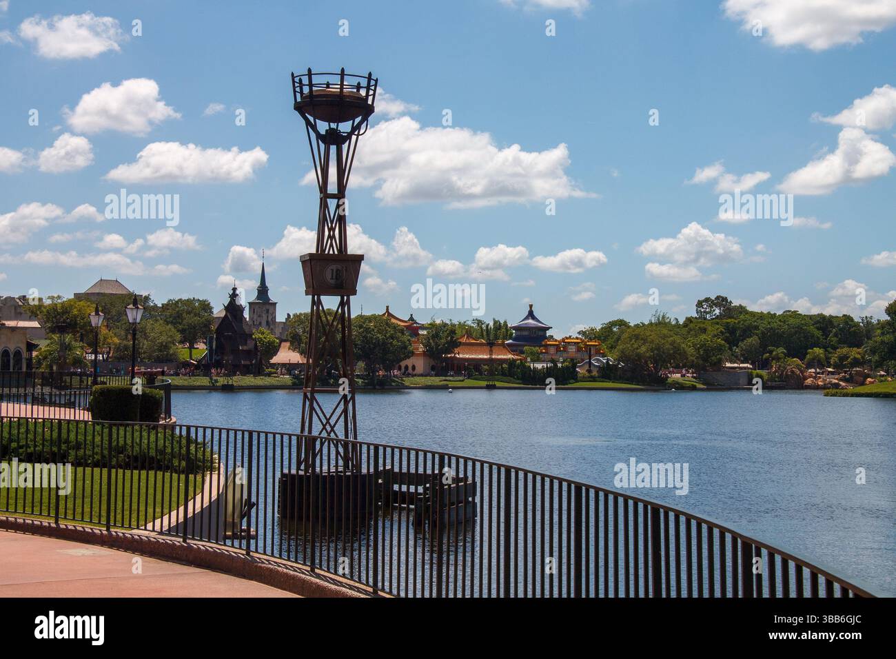 The World showcase lake at Epcot amusement park, Disney World, Orlando ...