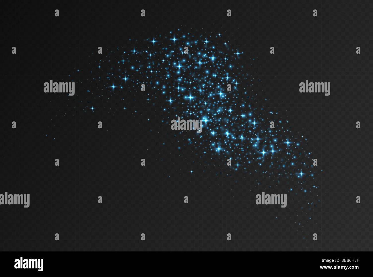 Blue sparkling stars, shiny particles light effect, transparent flying ...