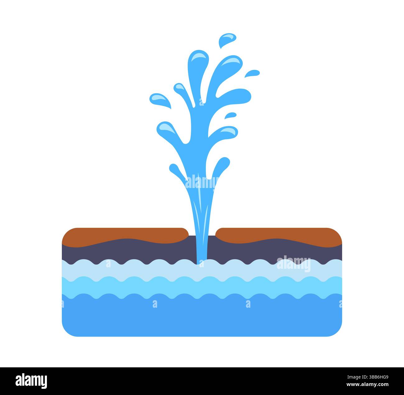 fountain from underground. source of water. flat vector illustration ...