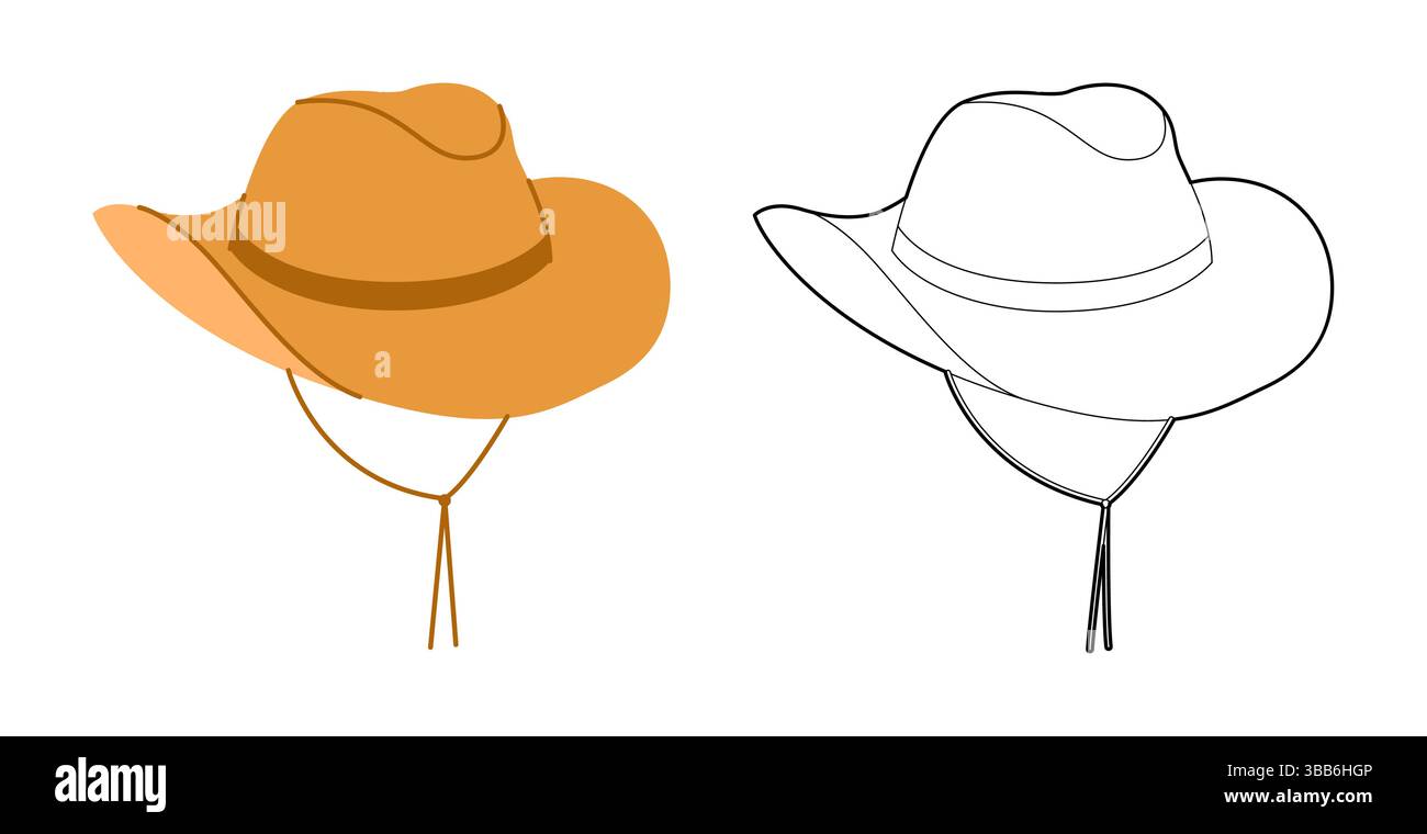 Cowboy Hat with Toggle Chin Strap. Head Fashion accessory cap with wide ...
