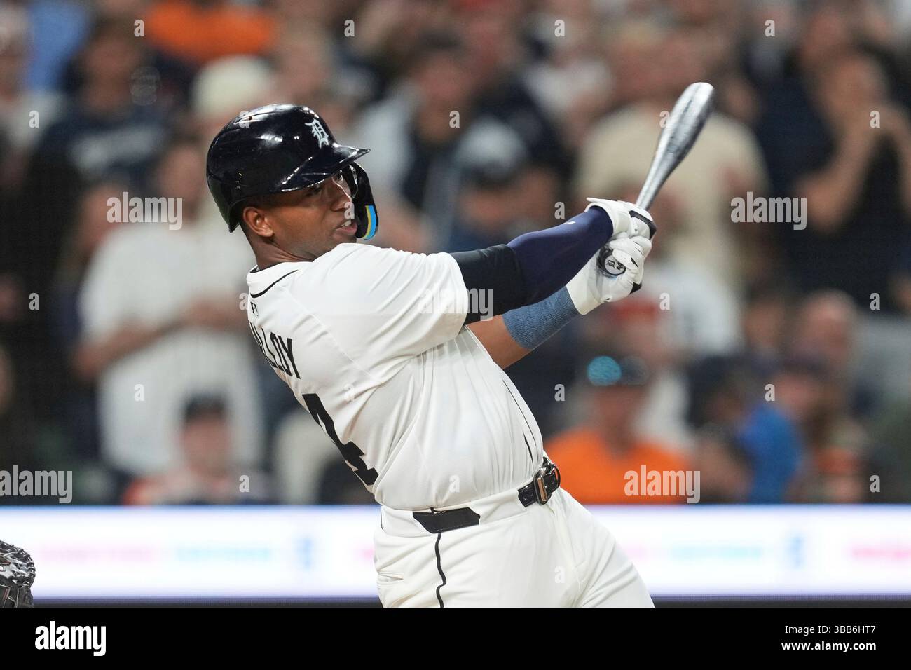 Detroit Tigers' Justyn-Henry Malloy hits a single against the Boston ...