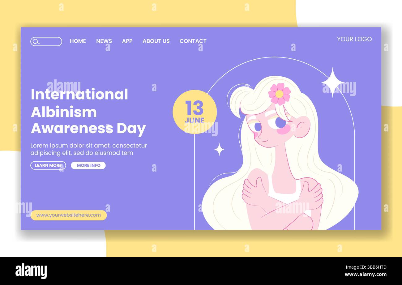 Social Media Landing Page for Albinism Awareness Day in Cartoon Style ...