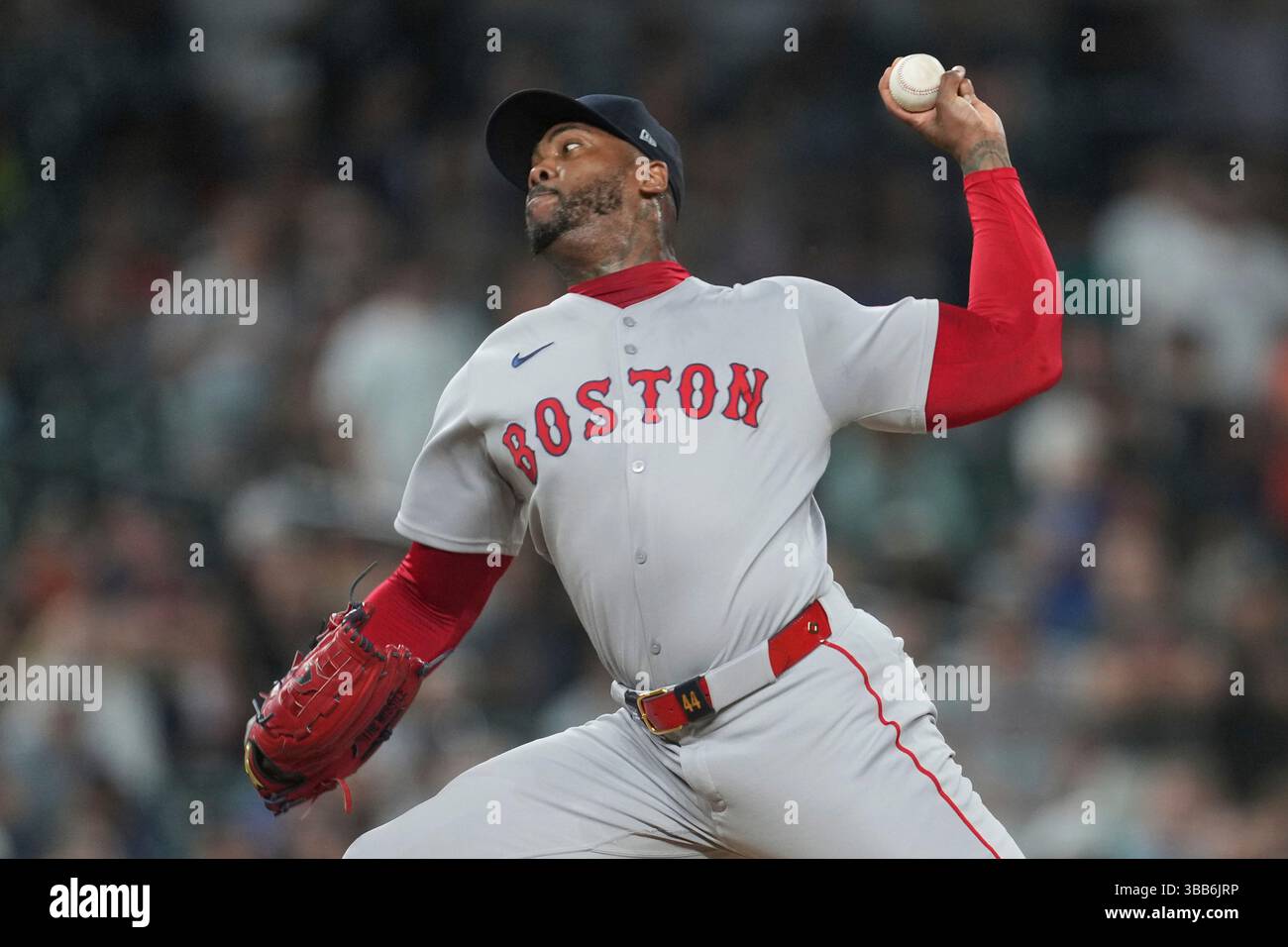 Boston Red Sox pitcher Aroldis Chapman throws against the Detroit ...
